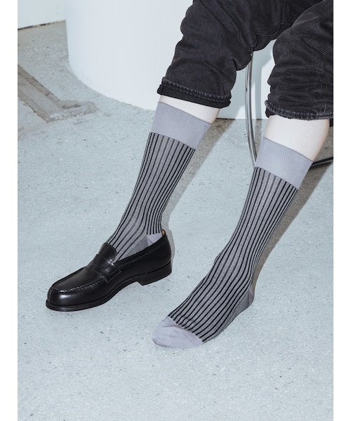 【Tabio MEN】JQストライプ柄レギュラーソックス｜タビオの通販｜&mall（アンドモール）三井ショッピングパーク公式通販