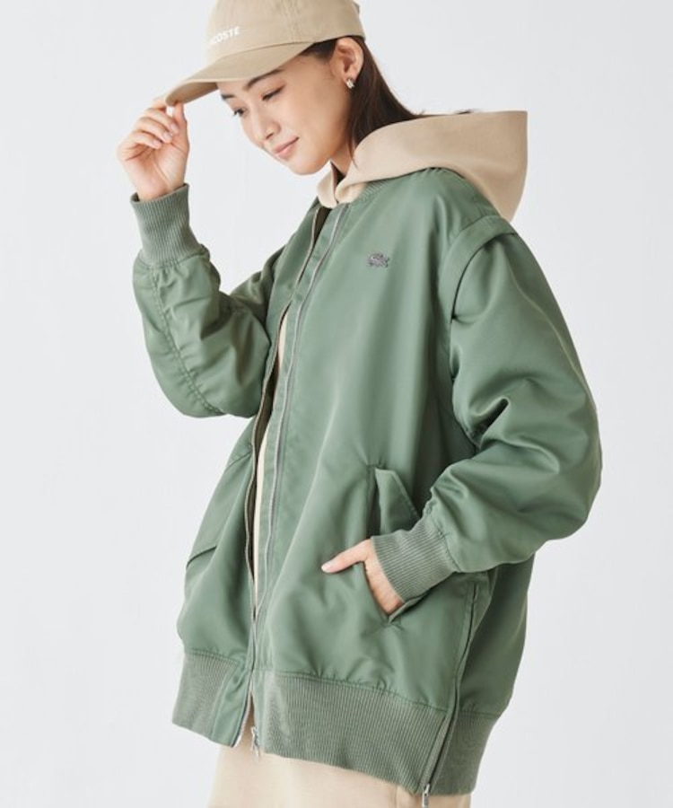2WAY 撥水 デタッチャブルスリーブボンバージャケット / ボリュームスリーブMAー1ブルゾン｜ラコステの通販｜&mall（アンドモール）三井ショッピングパーク公式通販