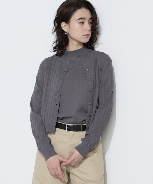 コットンダルストレッチ ケーブルカーディガン｜コムサの通販｜&mall