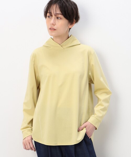 サイズ 〕 【洗える】ハイゲージポンチ 立襟風フードプルオーバー