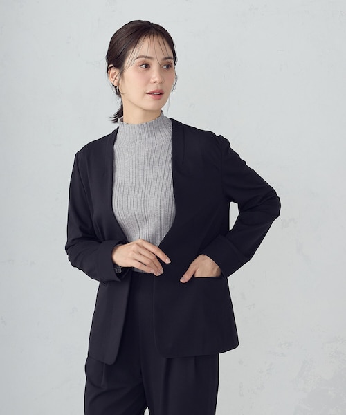 ウォッシャブル】メランジジャージ＆ナイロンレーヨンポンチ ノー