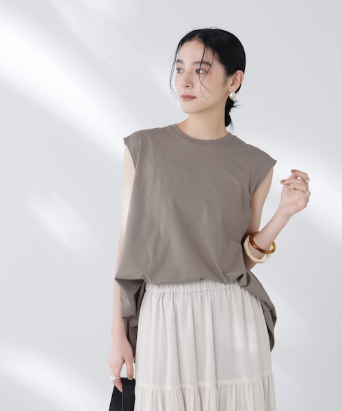 NANOFINE強撚コットンノースリーブトップス｜ナノ・ユニバースの通販｜&mall（アンドモール）三井ショッピングパーク公式通販