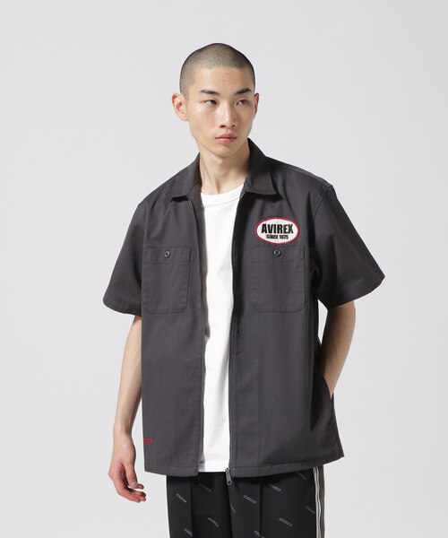 《WEB&DEPOT限定》SHORT SLEEVE ZIP UP WORK SHIRT ／ジップアップ ワークシャツ ／ AVIREX｜アヴィ ...