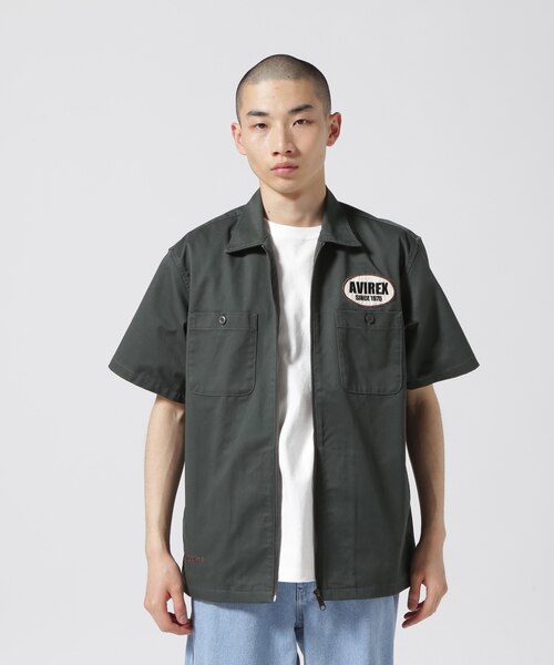 《WEB&DEPOT限定》SHORT SLEEVE ZIP UP WORK SHIRT ／ジップアップ ワークシャツ ／ AVIREX｜アヴィ ...