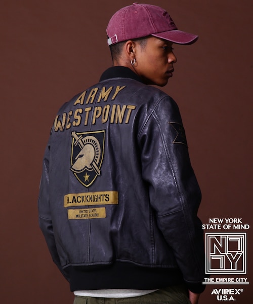 《COLLECTION》AGED LEATHER TYPE MA-1 JACKET WEST POI｜アヴィレックスの通販｜&mall（アンド ...