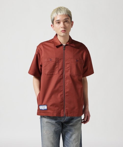 《WEB&DEPOT限定》S／S ZIP UP WORK SHIRT ／ ショートスリーブ ジップアップ ワークシャツ ／ AVIREX ...