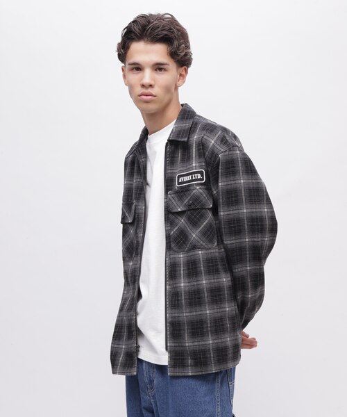 《WEB&DEPOT限定》ZIP UP FLANNEL SHIRT ／ ジップアップ フランネル｜アヴィレックスの通販｜&mall（アンド ...
