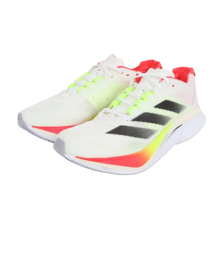 アディダス（adidas）ランニングシューズ アディゼロ ボストン 12 ホワイト JQ2554 スニーカー トレーニング 部活 クッション ...