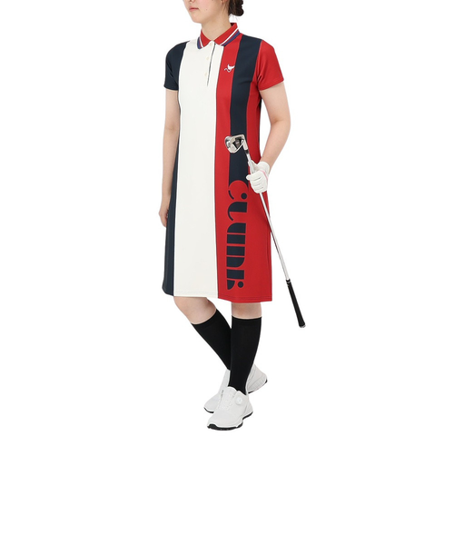 クランク（CLUNK）ゴルフウェア 吸汗速乾 消臭 半袖 カラーブロックワンピース CL5PUQ58 RED｜ヴィクトリアゴルフの通販 ...