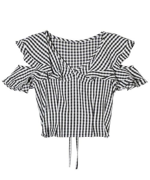 GINGHAM RUFFLE TOP｜ミルクフェドの通販｜&mall（アンドモール）三井ショッピングパーク公式通販