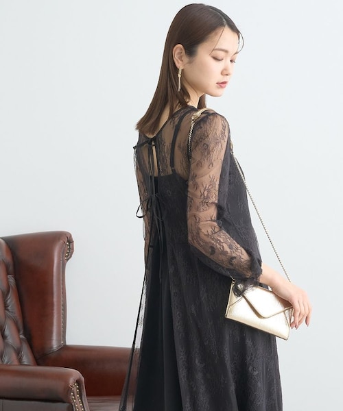 kaene／デザインオーガンミックスドレス｜ナノ・ユニバースの通販