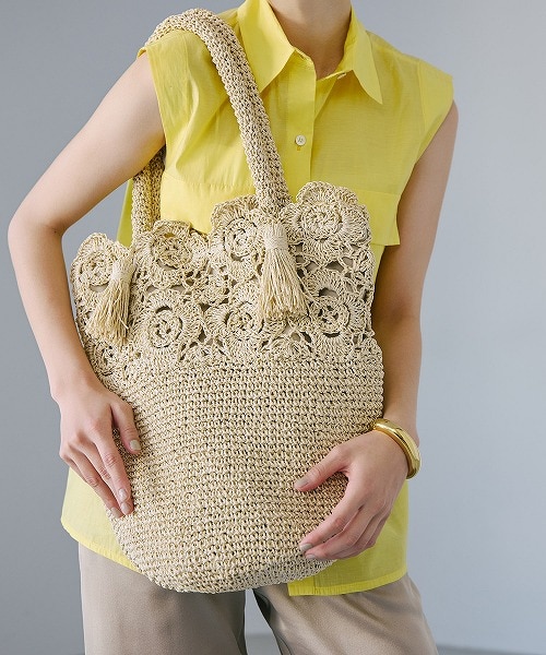 【TREASURE TOPKAPI】フラワーモチーフ ペーパー トートバッグ｜トプカピの通販｜&mall（アンドモール）三井ショッピングパーク公式通販