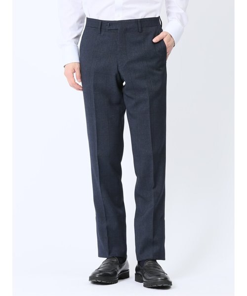 トラベスト/TRABEST スリムフィット ノータックスラックス グレンチェック紺｜タカキューの通販｜&mall（アンドモール）三井 ...