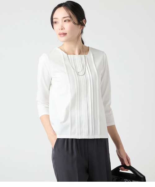 リブストレッチ クルーネック7分袖カットソー｜ニューヨーカーの通販