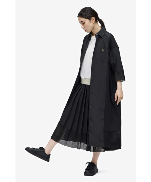 Sheer Knit Paneled Shirt Dress - F8698｜フレッドペリーの通販｜&mall（アンドモール）三井ショッピング ...