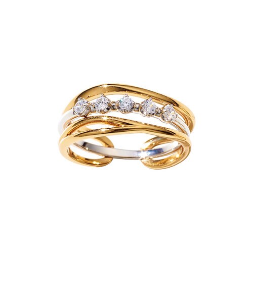 SV925 キュービックジルコニア サンドイッチ イヤーカフリング(PT/K18コーティング) #11｜ベリテの通販｜&mall（アンドモール）三井ショッピングパーク公式通販