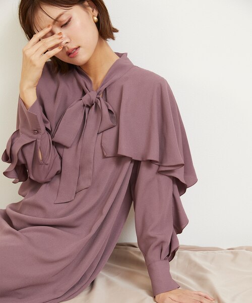 【洗える】ラッフルスリーブケープ ワンピース | Feroux（フェルゥ）の通販 - &mall