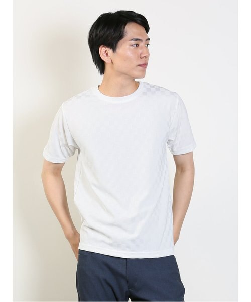 リンクスジャガード 市松柄 クルーネック半袖Tシャツ | TAKA-Q（タカキュー）の通販 - &mall