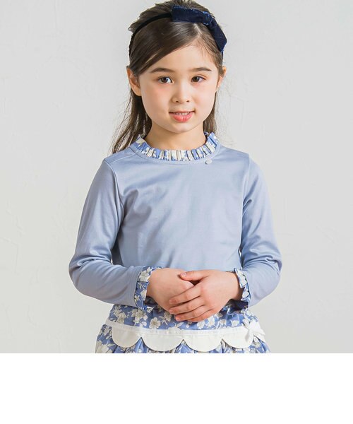 サテンフラワープリントフリルTシャツ(90~140cm) | BEBE ONLINE STORE（ベベ オンライン ストア）の通販 - &mall