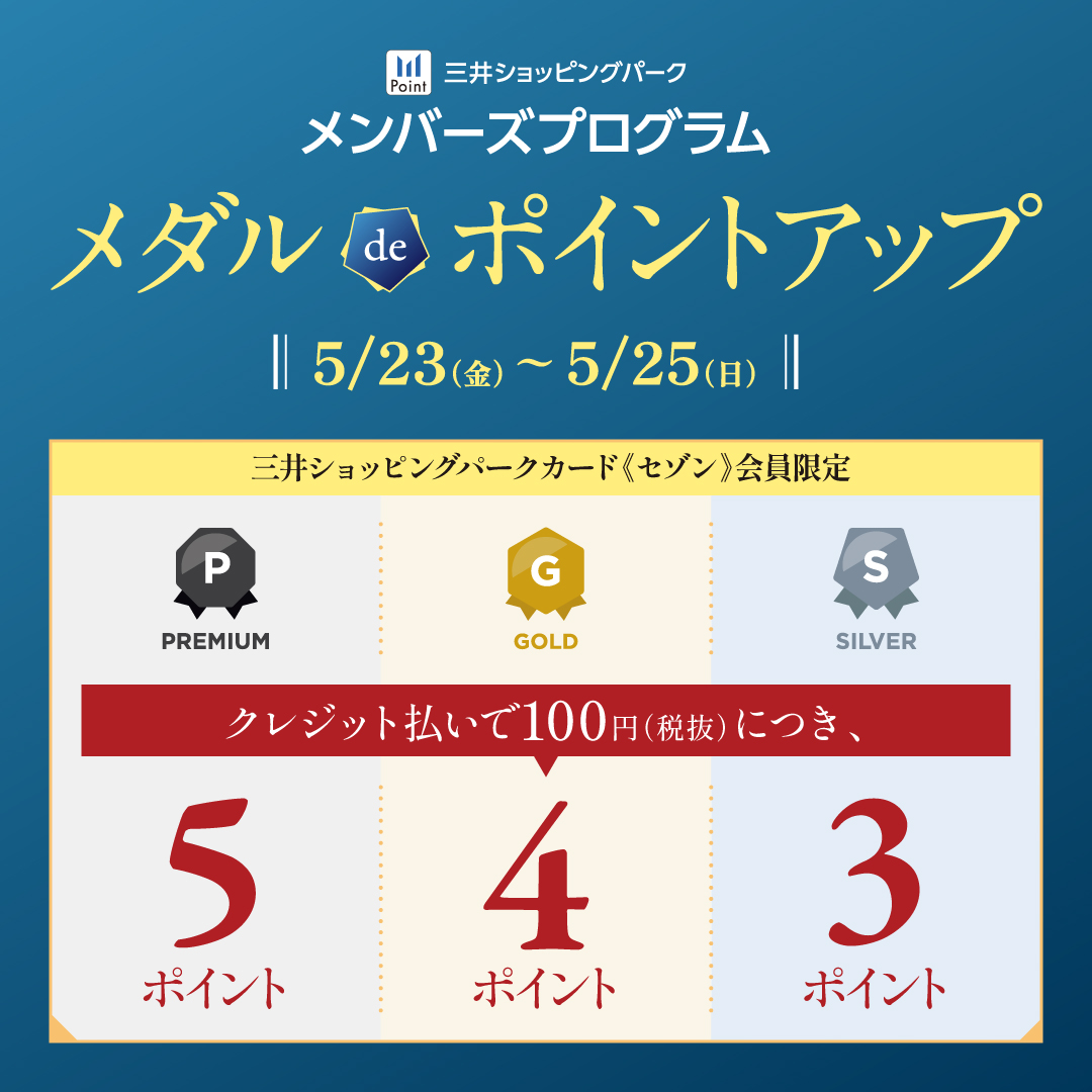 [Mitsui Shopping Park Card (Saison) Limited] Medal de points up event! | GINZA TRECIOUS